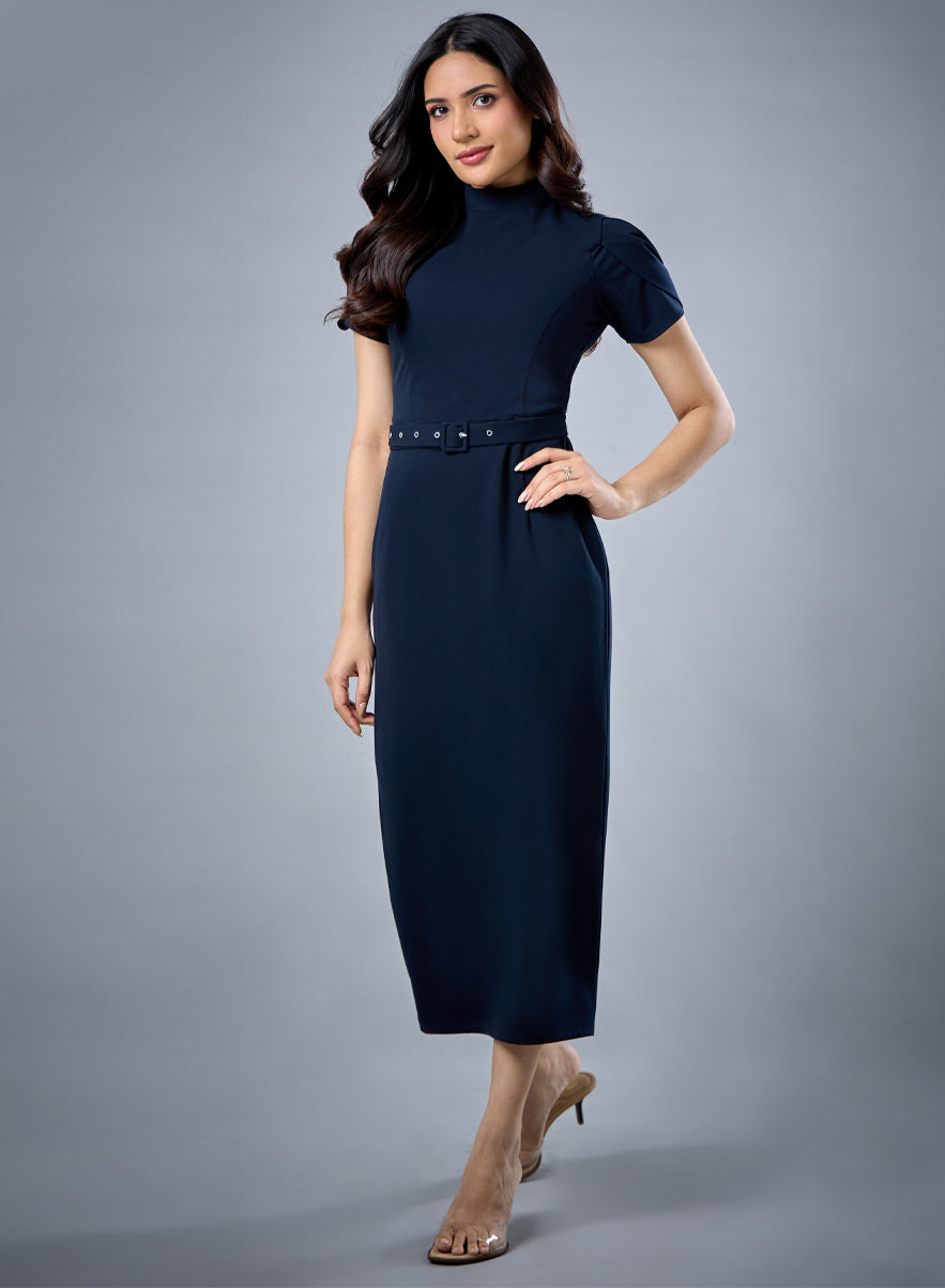 Simple Sleeve Detailed Bodycon Dress – ZIGZAG UAE